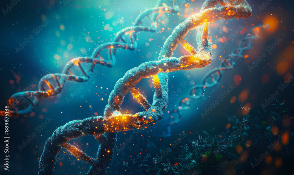 Evolution of Human DNA Through Time, Stylized Double Helix Illustration ...