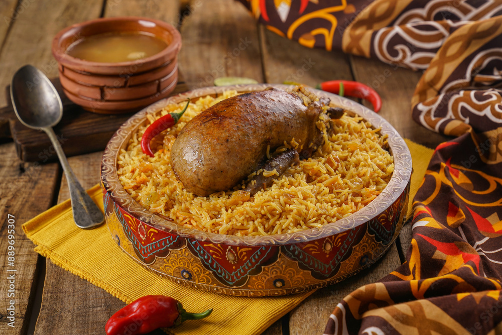 Arabic Cuisine; Egyptian traditional stuffed pigeon or "Hamam Mahshi ...