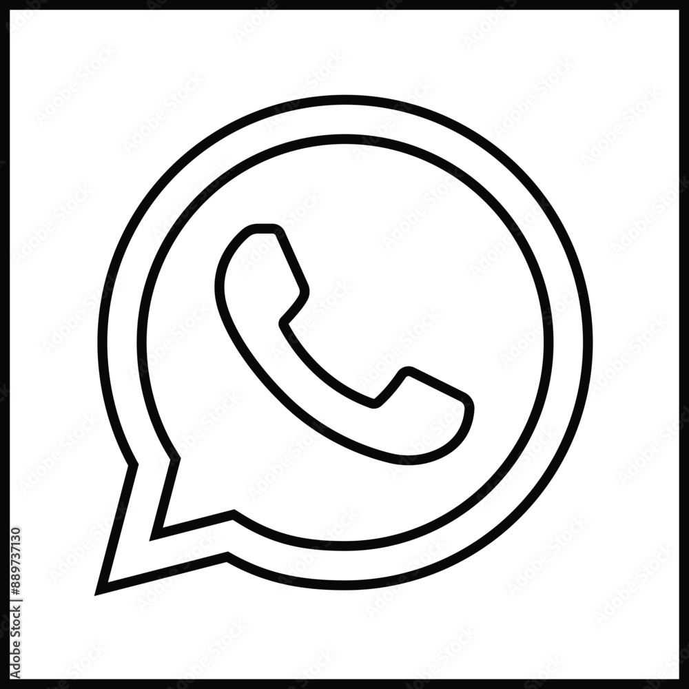 WhatsApp icon in line style. Simple Whatsapp Logo sign isolated on ...