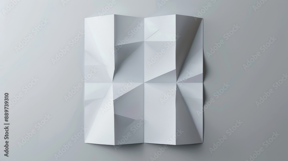 Blank 3D foldable brochure template on a gray backdrop, featuring an A4 ...