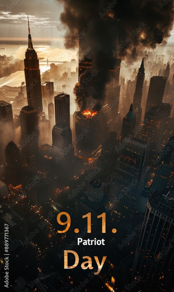 Commemorative visuals: text 9.11. patriot day, dedicated to honoring ...