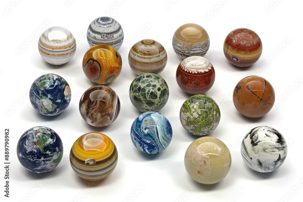 Artistic and detailed photograph of vintage marbles in various colors ...