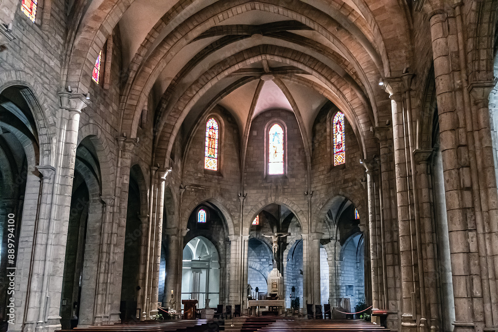 Interior of Church Santa Catalina (Iglesia de Santa Catarina), Gothic ...