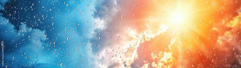 Stunning Split Sky Weather Illustration Depicting Rain and Sunshine in ...