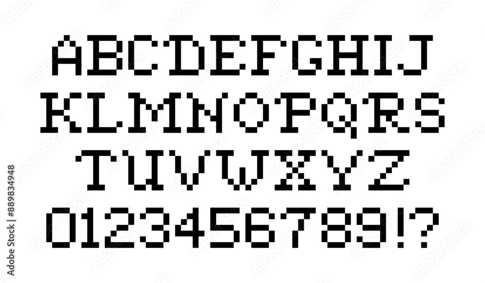 Pixel font set. Large letters and numeral units in pixel art style for ...