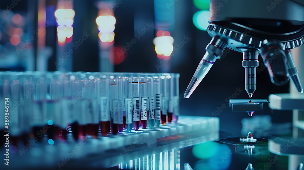 Dna sequence analysis a genetic research lab foto de Stock | Adobe Stock