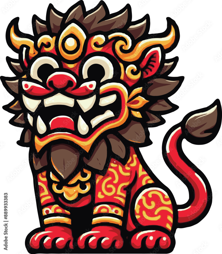 Ilustration vector graphic of traditional barongan barong of Bali ...