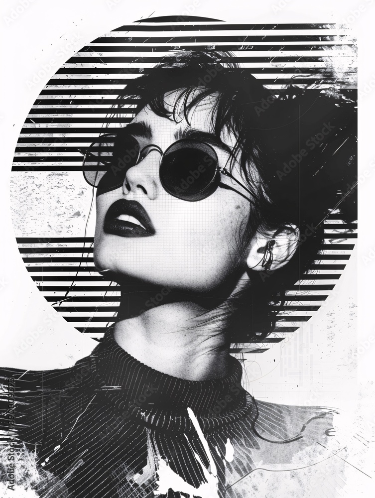 Grunge-inspired 90s portrait with a mezzotint photocopy look for a ...