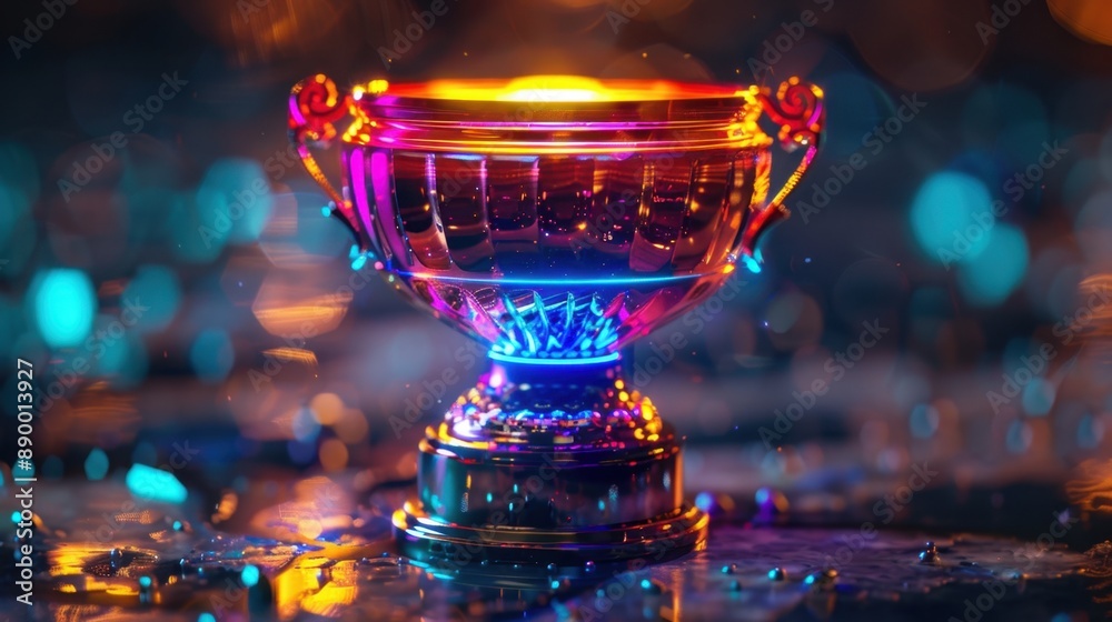 A technologically advanced trophy glows brilliantly in 4K HD ...