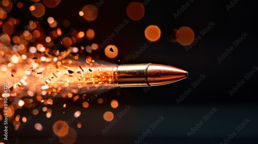 Bullet Trail in Mid Air. A dramatic image of a bullet in flight, captured using high speed ...