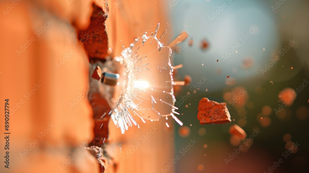 Bullet Impacting a Brick Wall. An image of a bullet hitting a brick ...