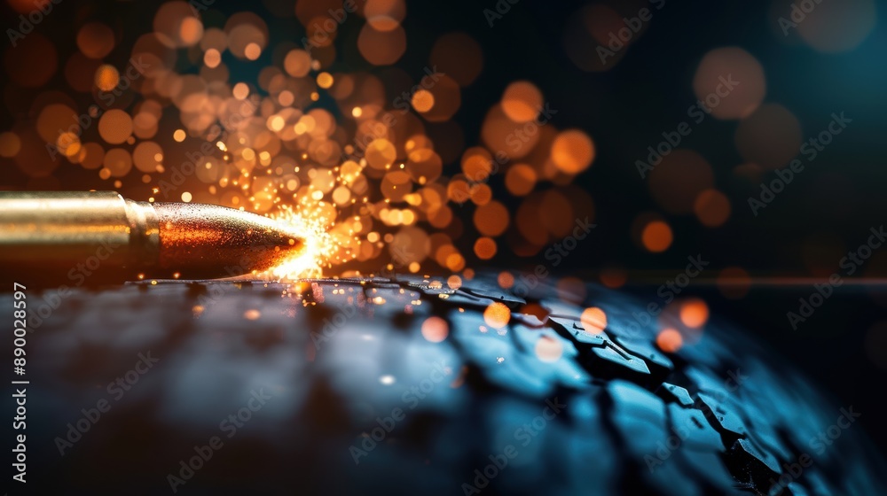 Bullet Striking a Tire. An image of a bullet hitting a tire, showcasing ...