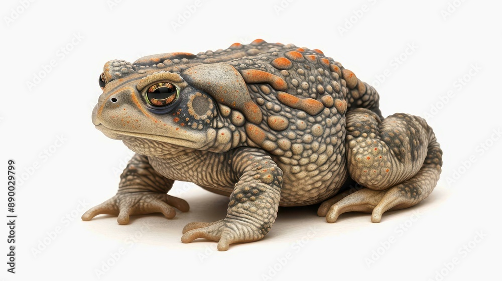Create a realistic toad fullbody illustration with rugged skin texture ...