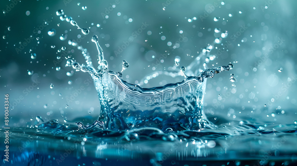 Dynamic Water Splash on Blue Background,Splash Fresh Drop In Water ...