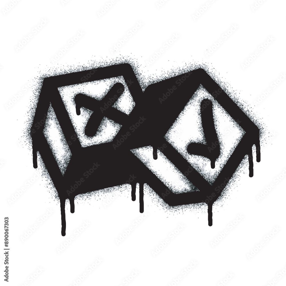 Spray Painted Graffiti x check mark in box and hand drawn Sprayed ...