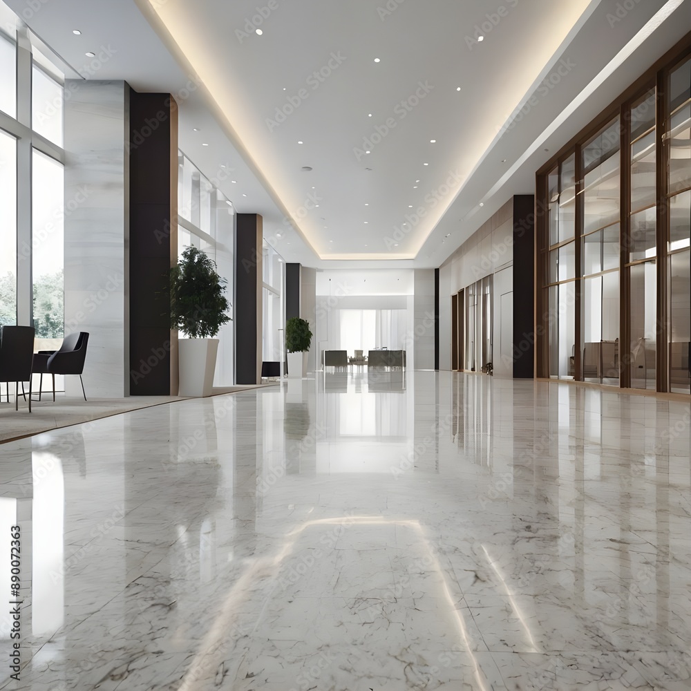 Blurred hotel or office building lobby blur background interior view ...
