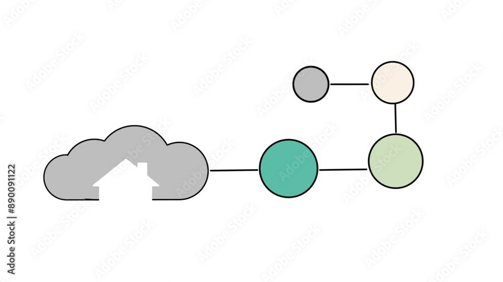 Animated flowchart icon. Line animation of the home or property ...