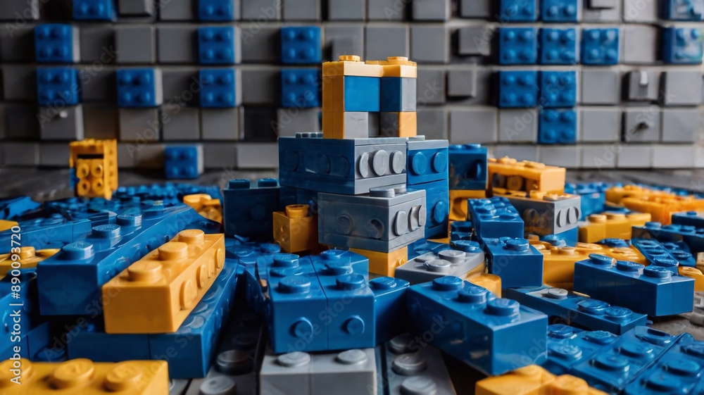 lego blocks building Plastic toy block, background wall frame empty ...