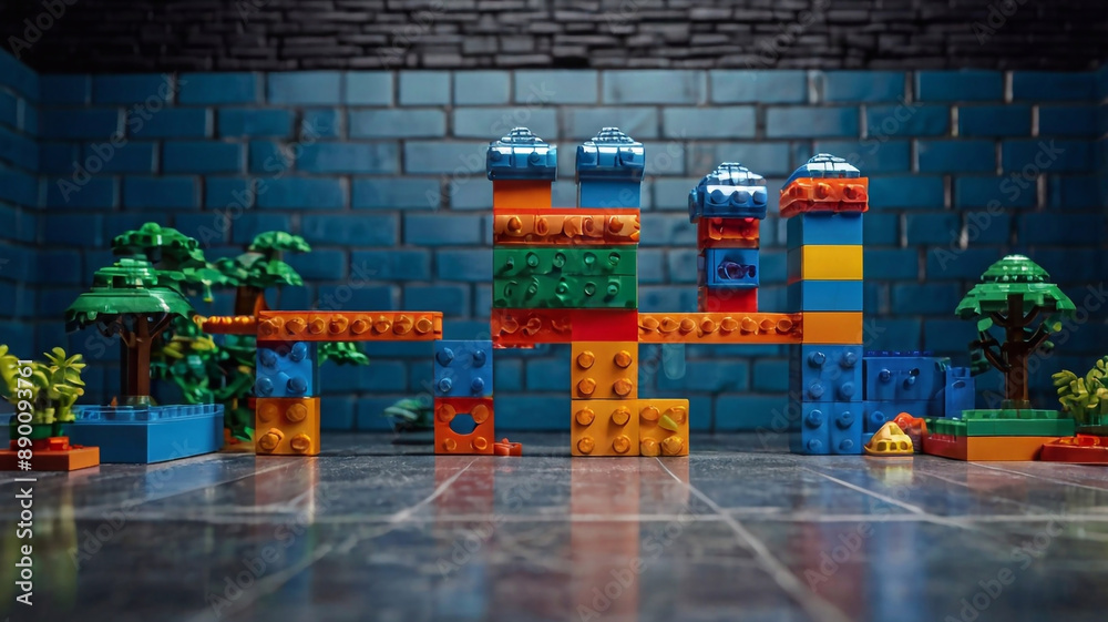 lego blocks building Plastic toy block, background wall frame empty ...