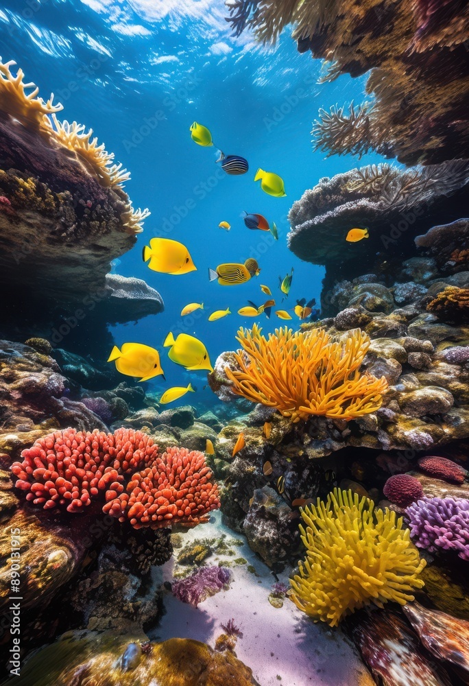 vibrant marine ecosystem lively rock pools, life, underwater, creatures ...