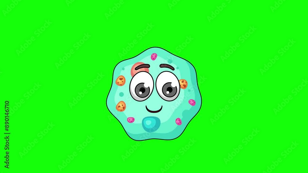 amoeba cartoon with a smiling face with heart eyes, emoji emoticon ...