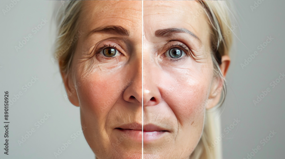 A woman in her 60s shows off her face before and after getting cosmetic ...