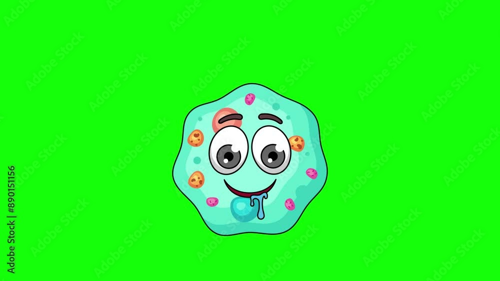 amoeba cartoon with a drooling face, emoticon animation Stock Video ...