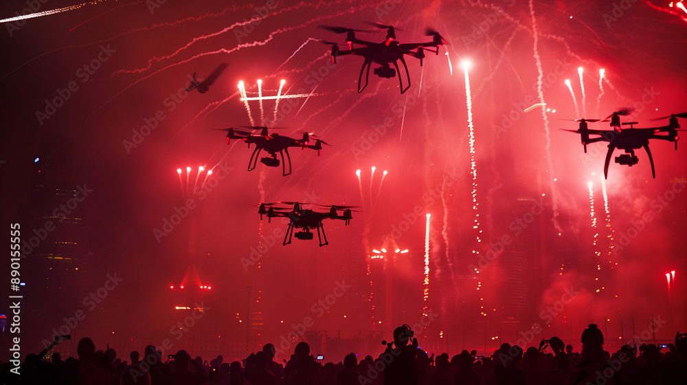 AI-Powered Drone Swarms Performing Synchronized Aerial Displays at a ...