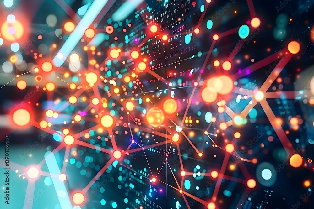 AI Data Network Visualization with Glowing Nodes, Illustrating the ...