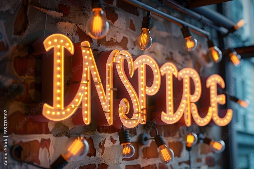 The word "INSPIRE" is written in cursive script, with an illuminated ...