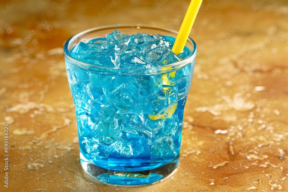 Vibrant blue cocktail with ice refreshing summer drink high quality ...