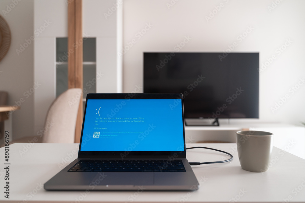 Marbella, Spain - 19 July 2024 IT outage hits worldwide media, blue ...