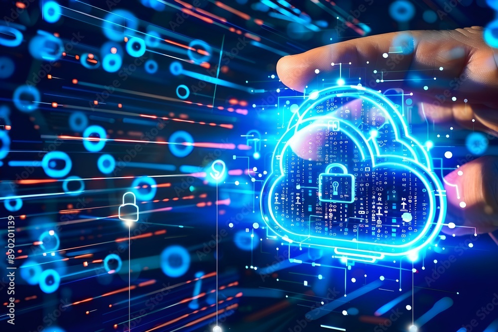 High tech cloud security with advanced data encryption and secure ...