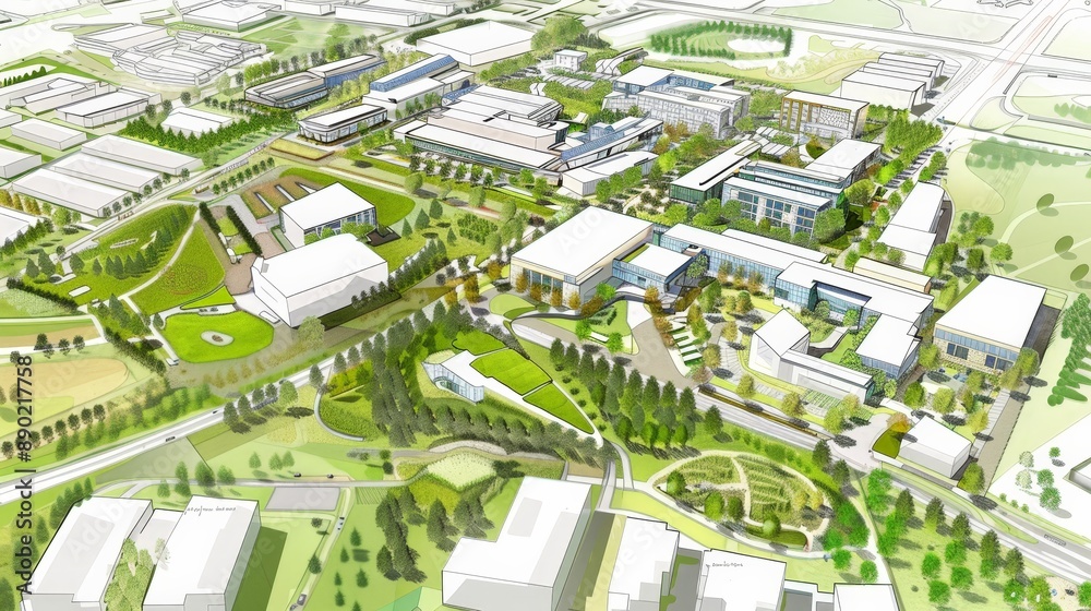 Develop a comprehensive master plan for a high-tech business park ...