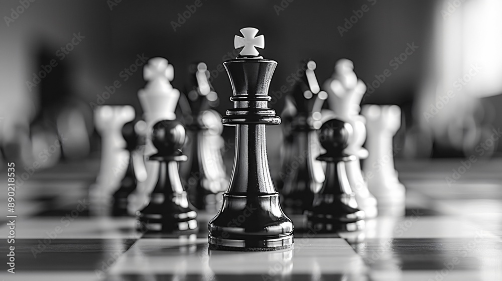 Strategic Dominance Close-up of a Black and White Chess King ...