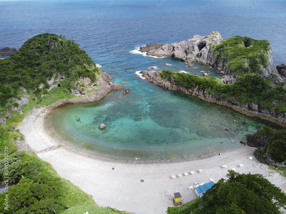 The northern corner of Shikinejima Island in Tokyo JAPAN is home to the ...