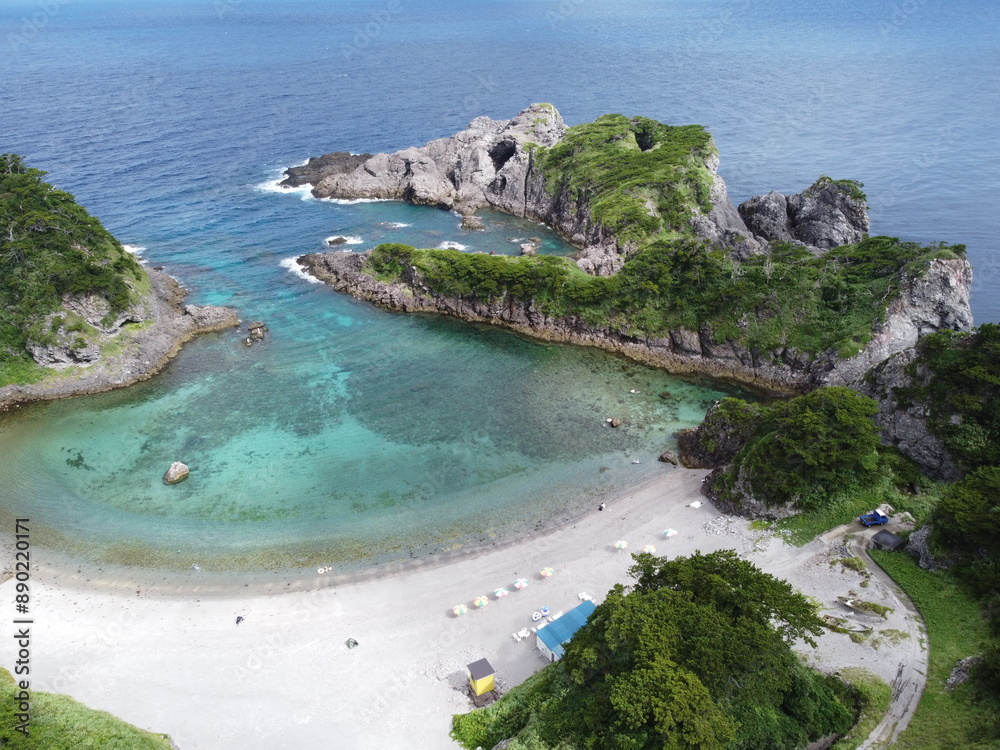 The northern corner of Shikinejima Island in Tokyo JAPAN is home to the ...