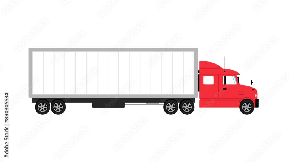 Animated big red logistic services truck. Delivery service ...