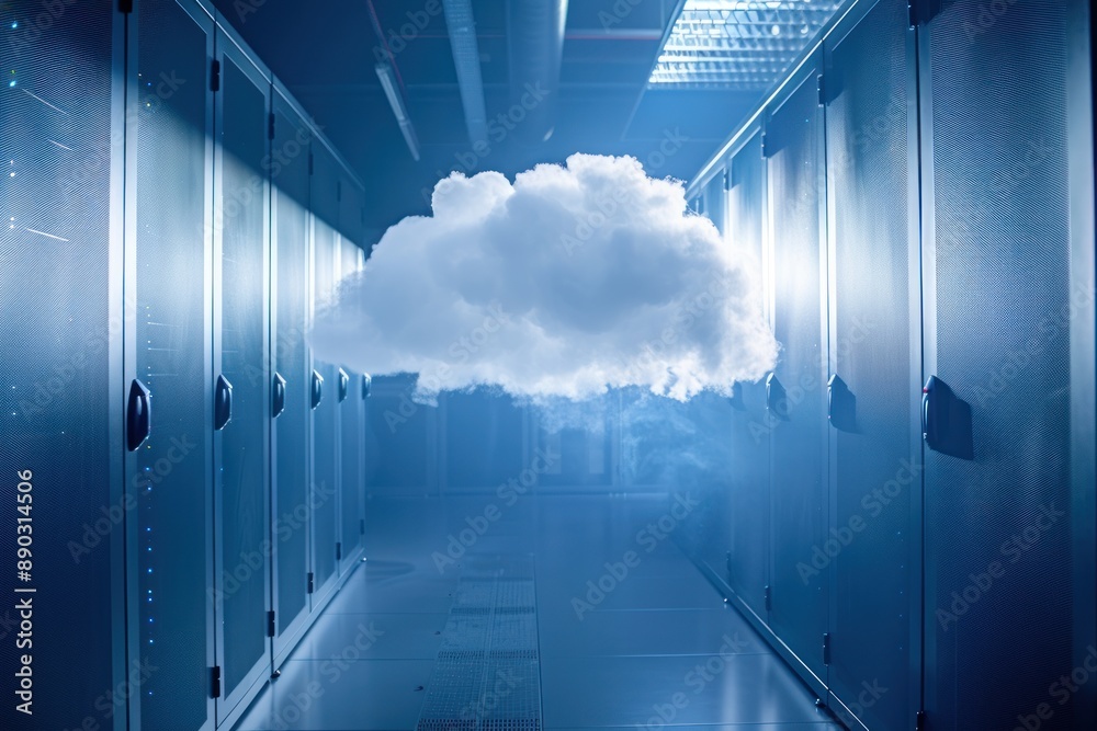 Cloud computing with a massive real cloud floating in data center ...