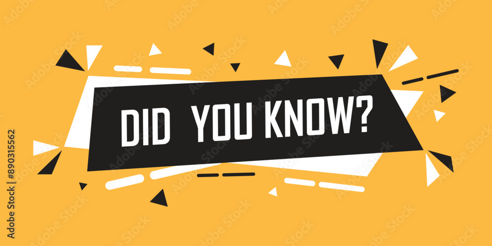 Did you know icon in flat style. Banner interesting facts vector ...