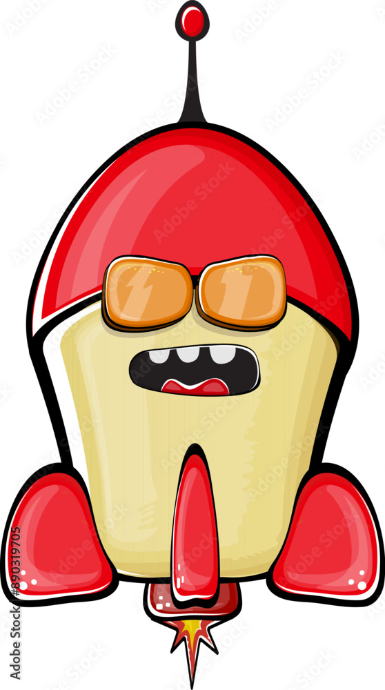 Rocket spaceship character. Cartoon space rocket isolated on ...
