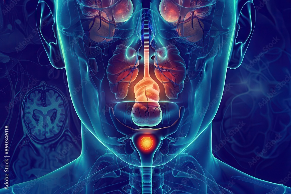 A graphic showing the human endocrine system, with glands such as the ...