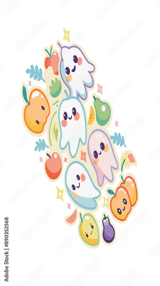 halloween little goast with fruits,happy halloween celebration ...