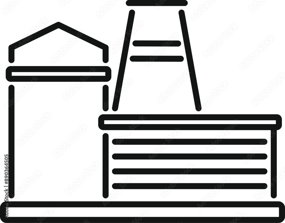 Black and white line drawing representing an oil extraction platform ...