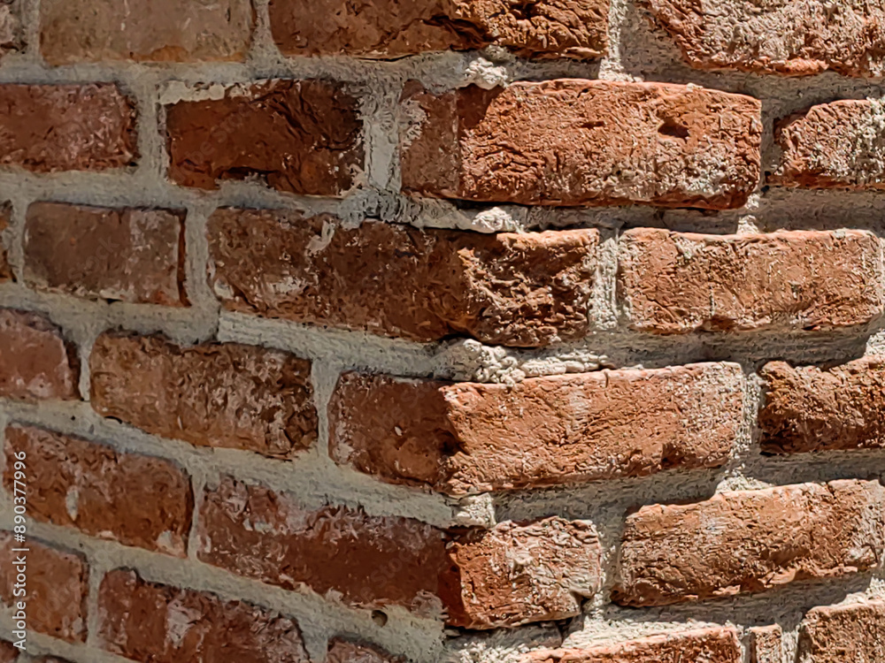 Retro Brick Wall Design: Cement Vintage Point Around the Angle with ...