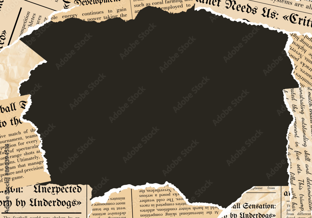 Crumpled torn paper. Jagged edges. Collage. Frame and textbox. Concept ...