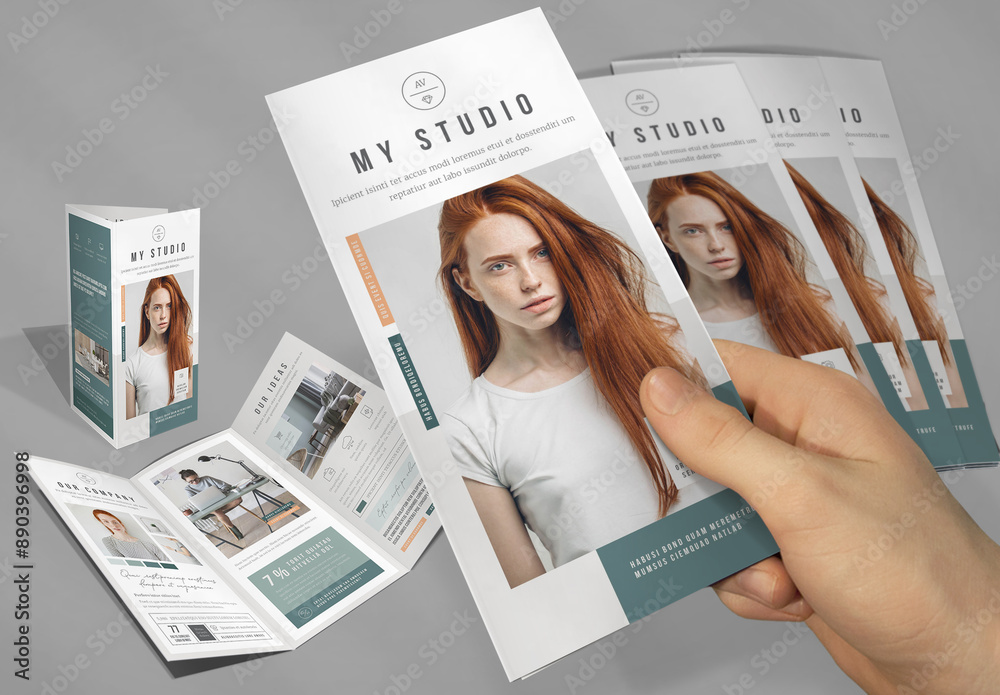 Business Project Tri-Fold Brochure Template in Pale Green with Pale ...