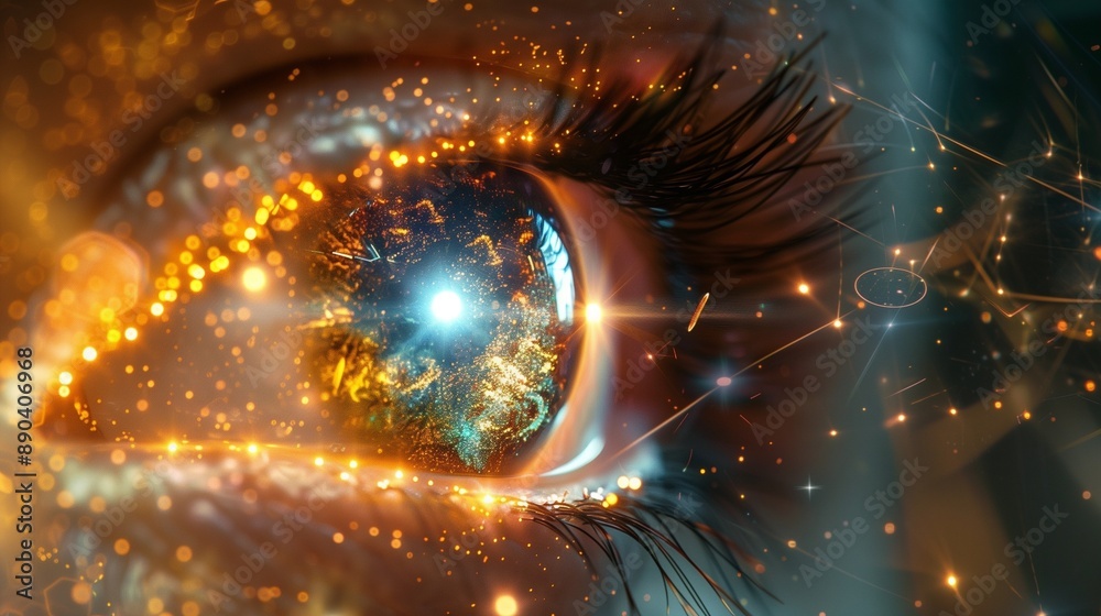 Radiant pathways of energy merging into a glowing central nexus ...