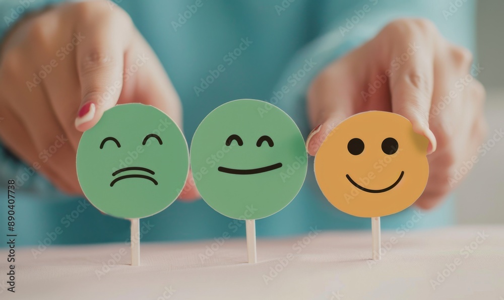Stockfoto Customer Satisfaction Rating with Happy and Sad Face Icons ...