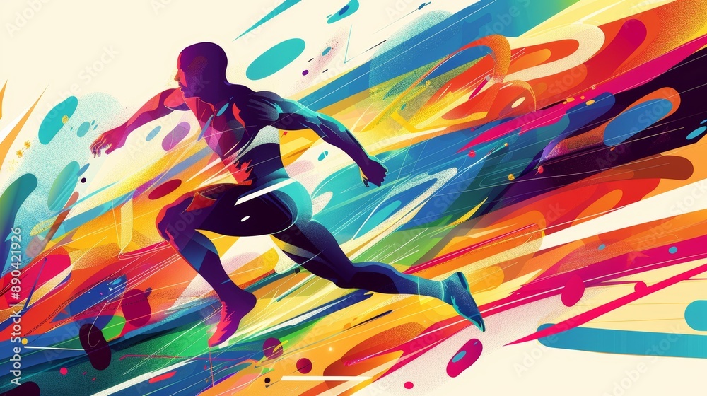 Dynamic Triple Jump Illustration with Vibrant Colors and Abstract ...